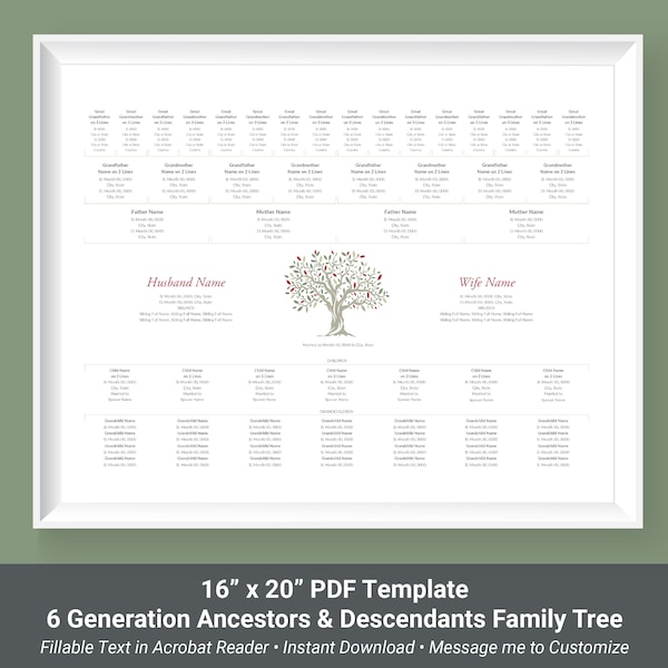 Printable Fillable Family Tree Template - Etsy