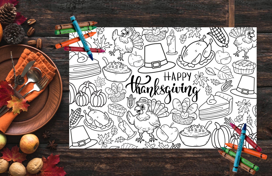 THANKSGIVING Placemat Printable 11x17, INSTANT DOWNLOAD, Thanksgiving ...
