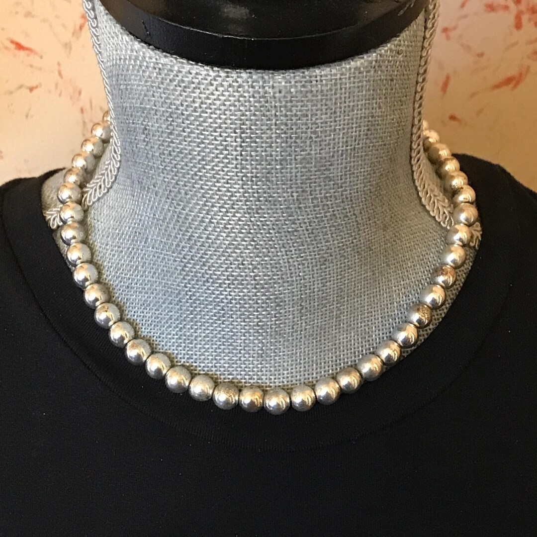 Ralph Lauren RLL Silver Tone Plated Signed Beaded Necklace, Toggle ...