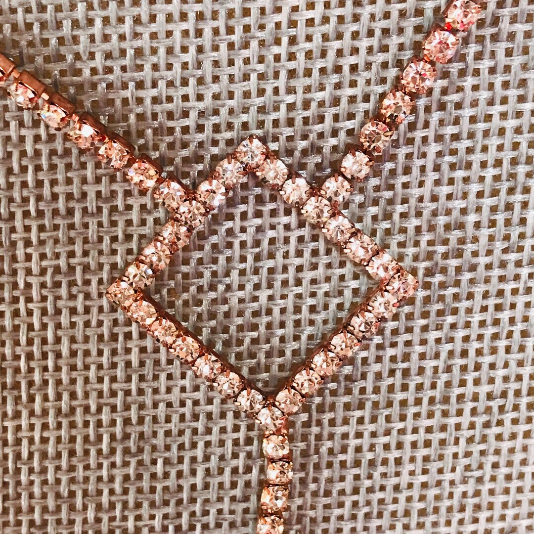 Vintage Ellen Tracy Double Strand Rhinestone Rose Gold Tone Retro ...