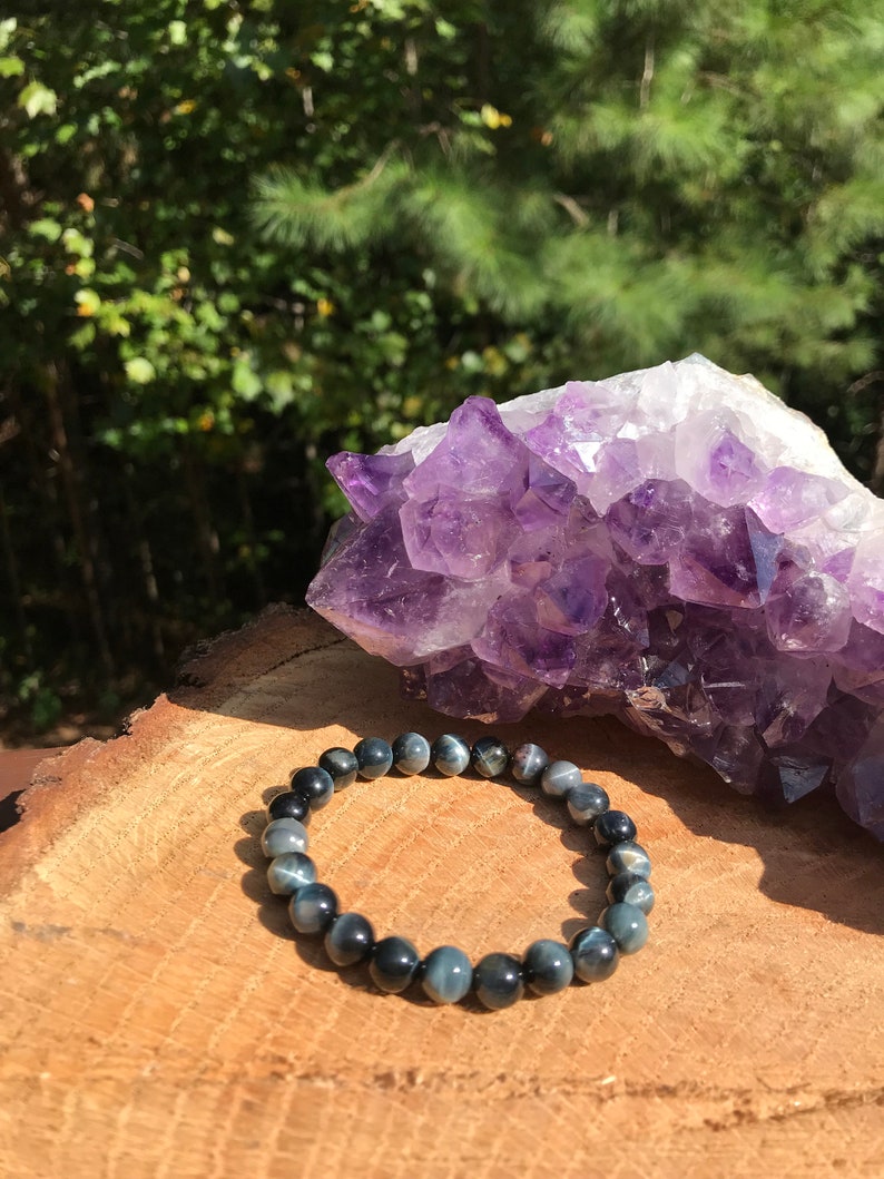 Blue Hawk Eye Bracelet Chakra Healing Crystals Inner | Etsy