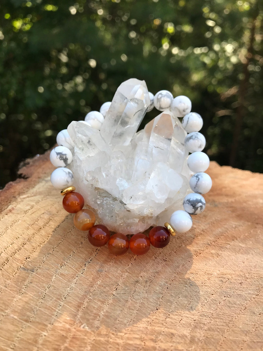 Carnelian & Howlite Bracelet | Chakra Healing Stone | Vitality ...