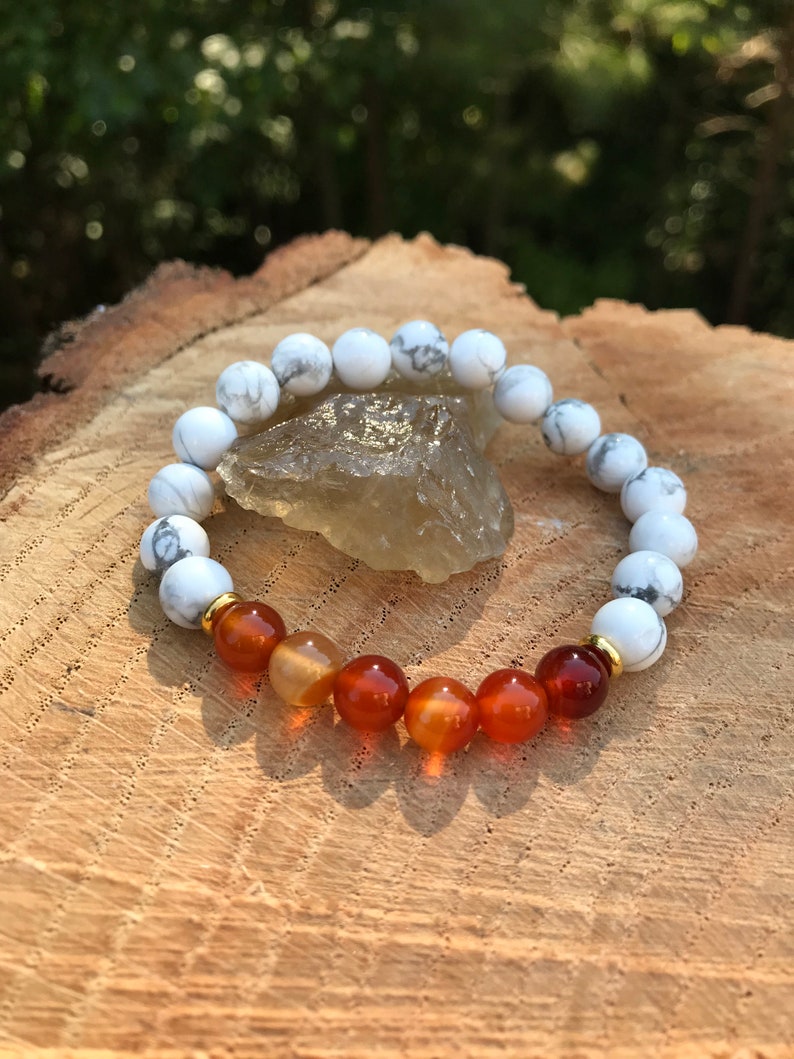 Carnelian & Howlite Bracelet Chakra Healing Stone Vitality - Etsy