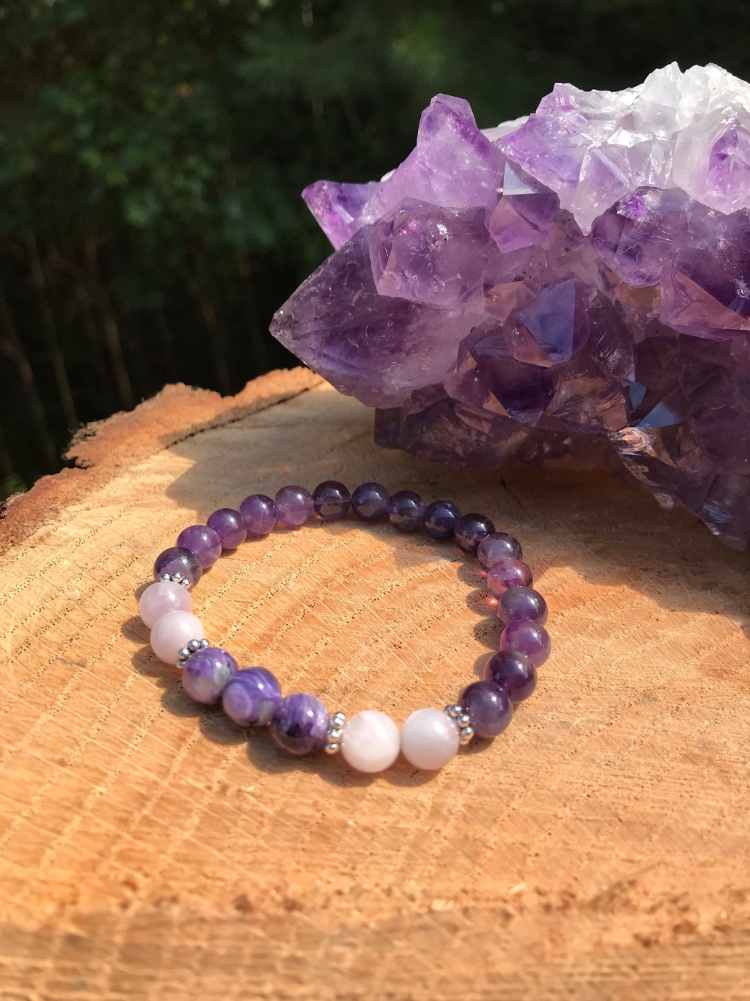 Charoite Amethyst Kunzite Bracelet Chakra Healing Crystal - Etsy