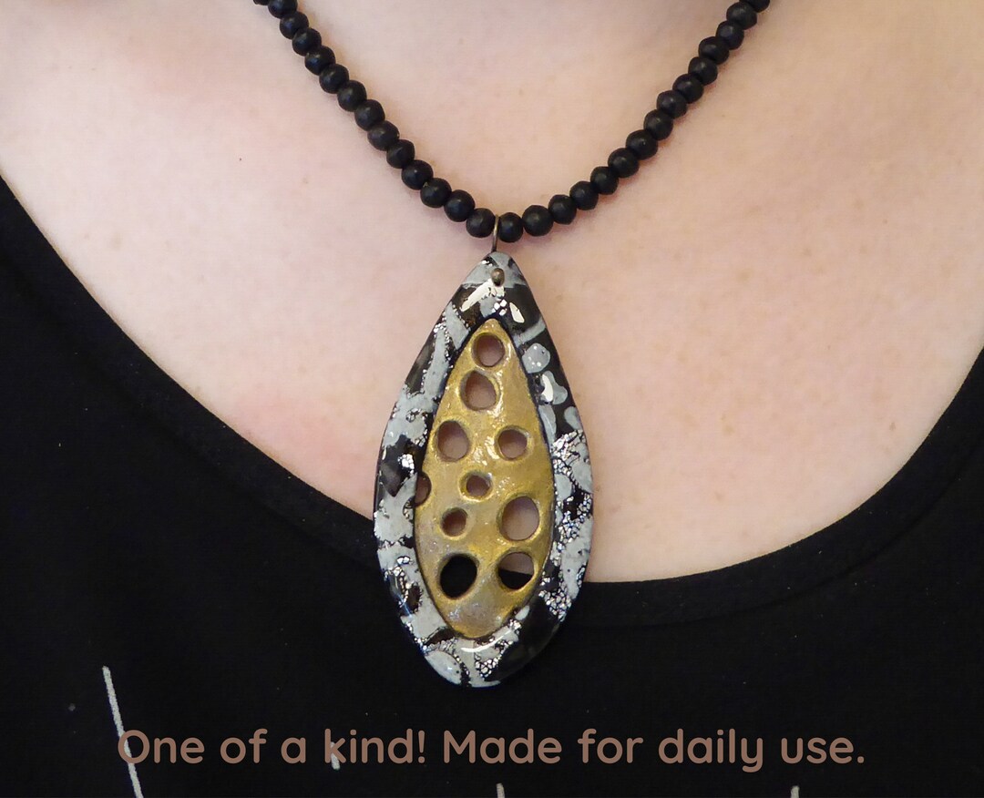 Gold Polymer Clay Net, a Frame of Black and Sparkling Silver Polymer ...