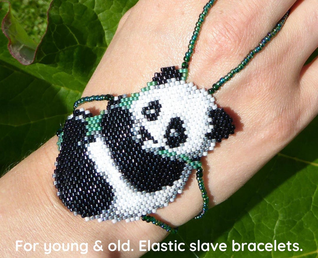 Cute PANDA. Elastic Animal Beadwork Slave Bracelet. Beaded Finger ...
