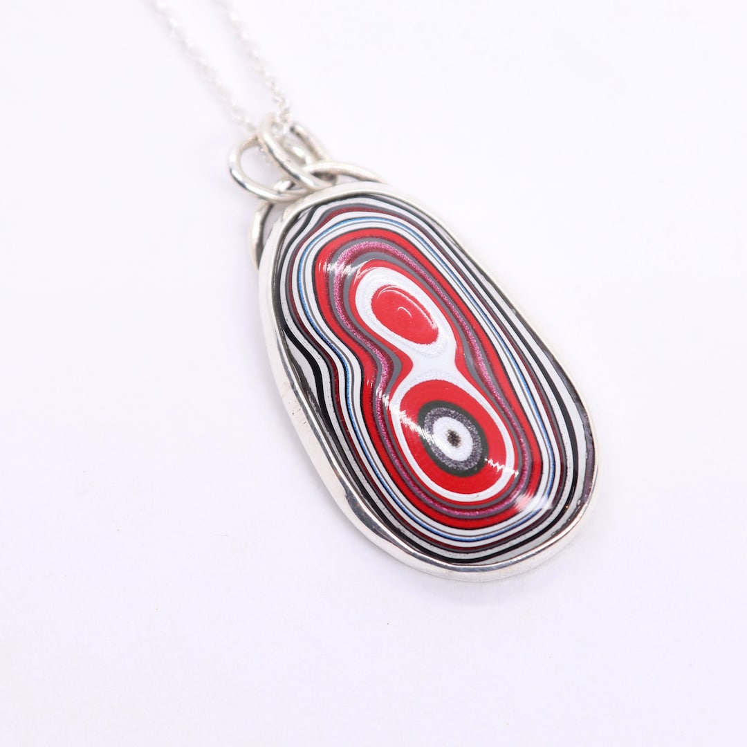 Fordite Pendant Necklace in Sterling Silver, Detroit Motor City Agate ...