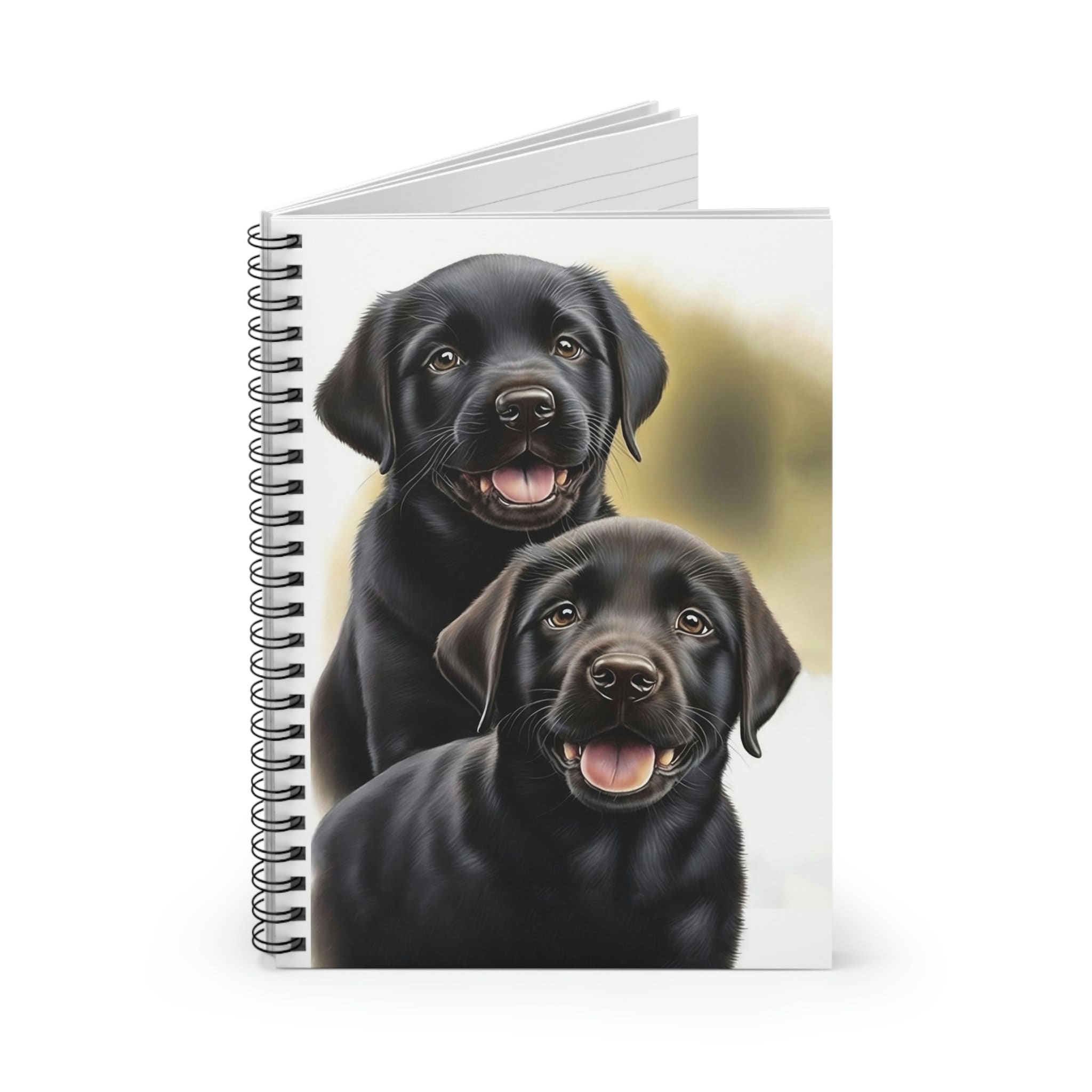 Spiral Notebook: Cute Black Labrador Puppies, Softcover Journal, 6 in X ...