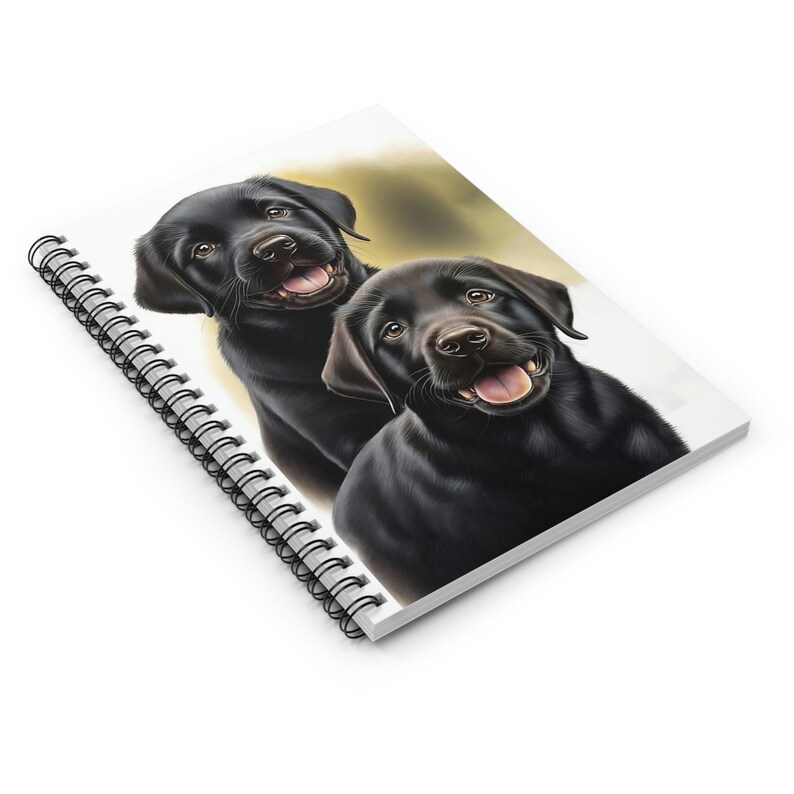 Spiral Notebook: Cute Black Labrador Puppies, Softcover Journal, 6 in X ...
