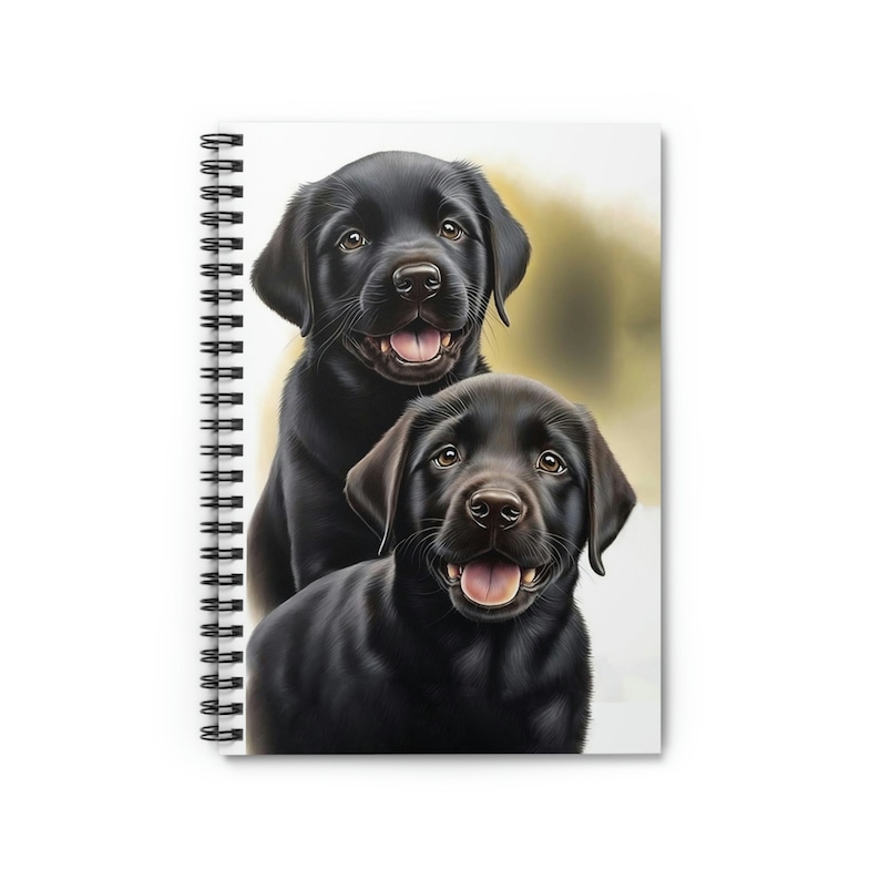 Spiral Notebook: Cute Black Labrador Puppies, Softcover Journal, 6 in X ...