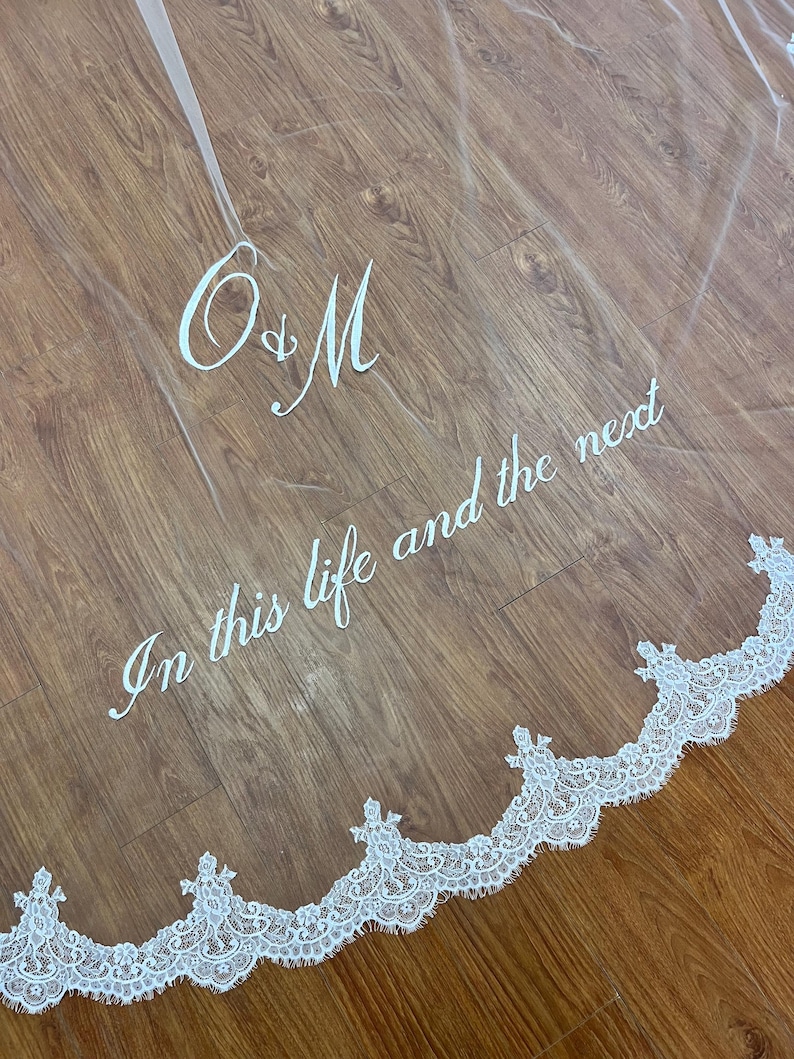 Embroidery Service on Veil | Personalized Text, Names, Dates, Phrases ...