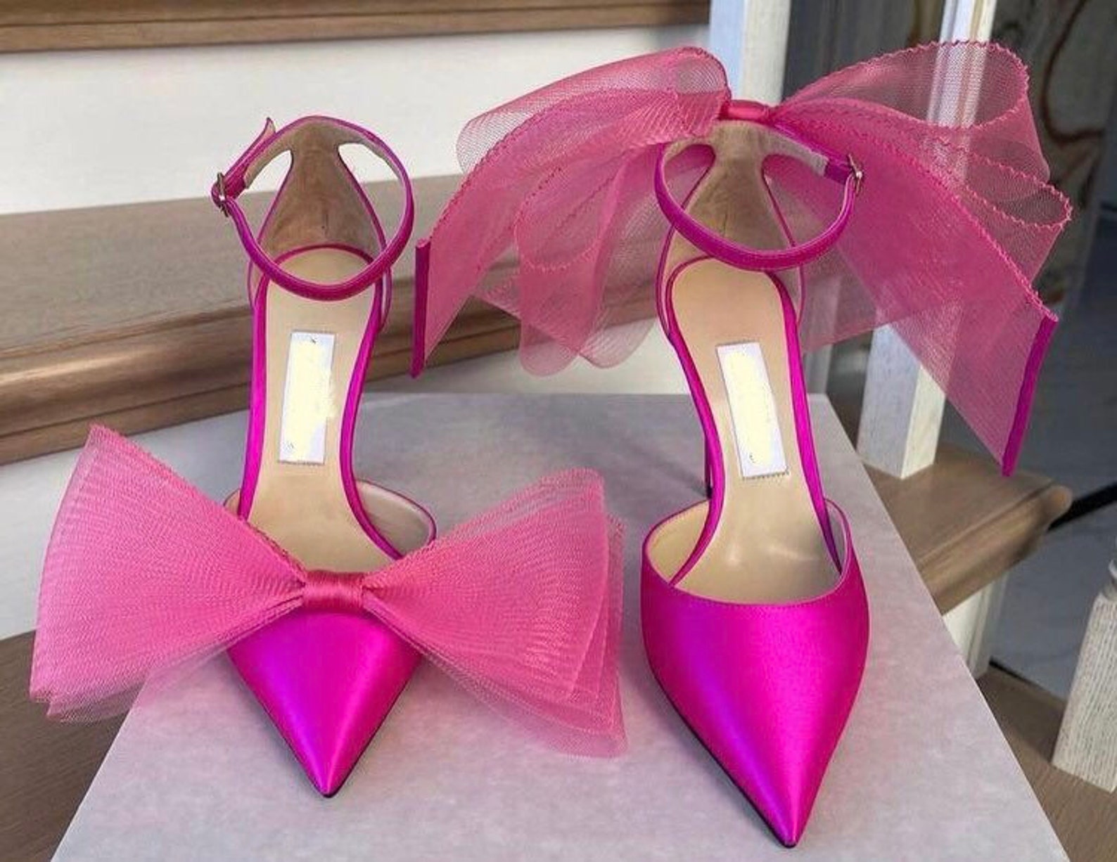 Fuchsia Bow Clips for Shoe, Bridal Bow Clips Shoe, Fuchsia Handmade ...