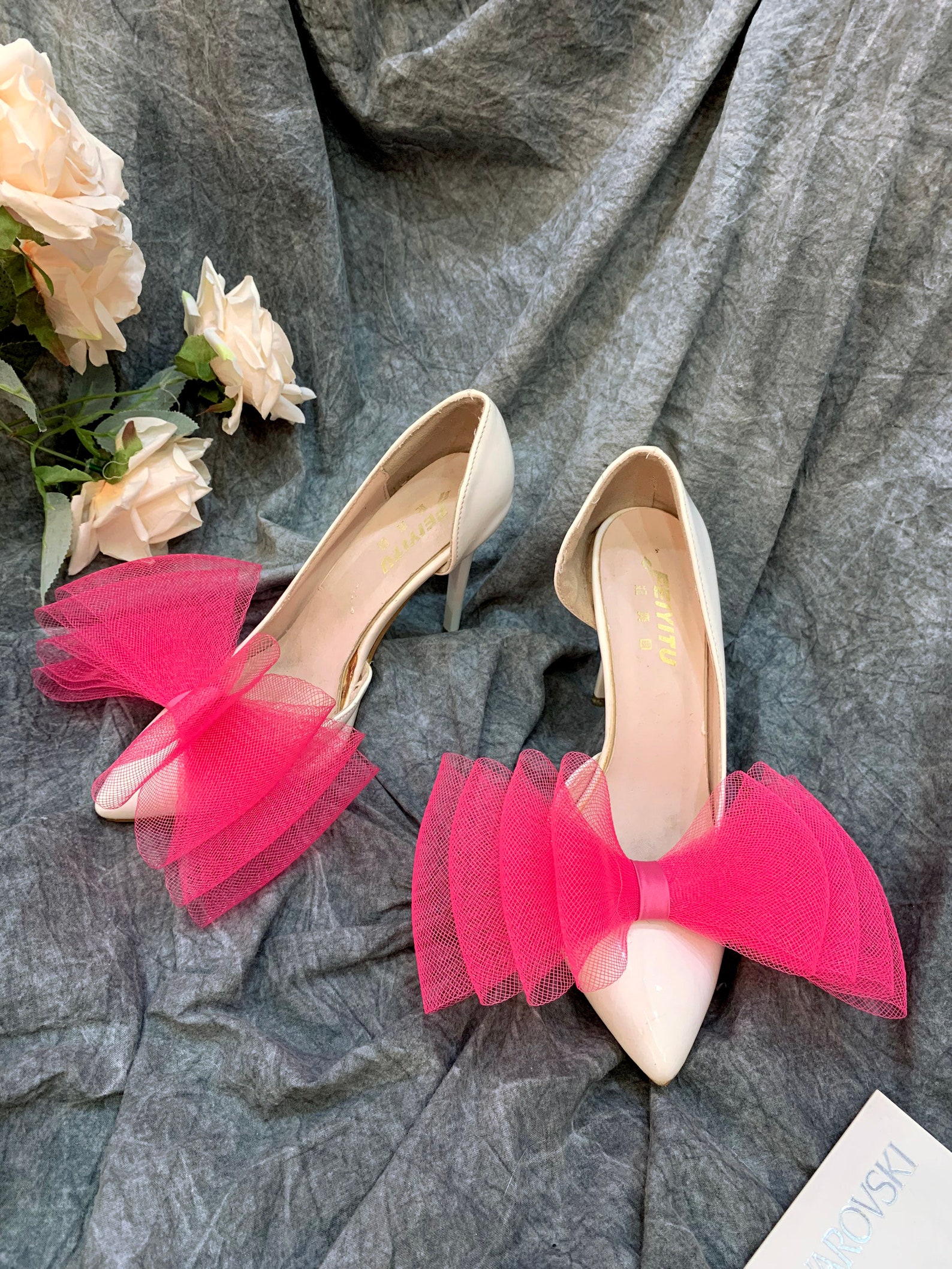 Fuchsia Bow Clips for Shoe, Bridal Bow Clips Shoe, Fuchsia Handmade ...