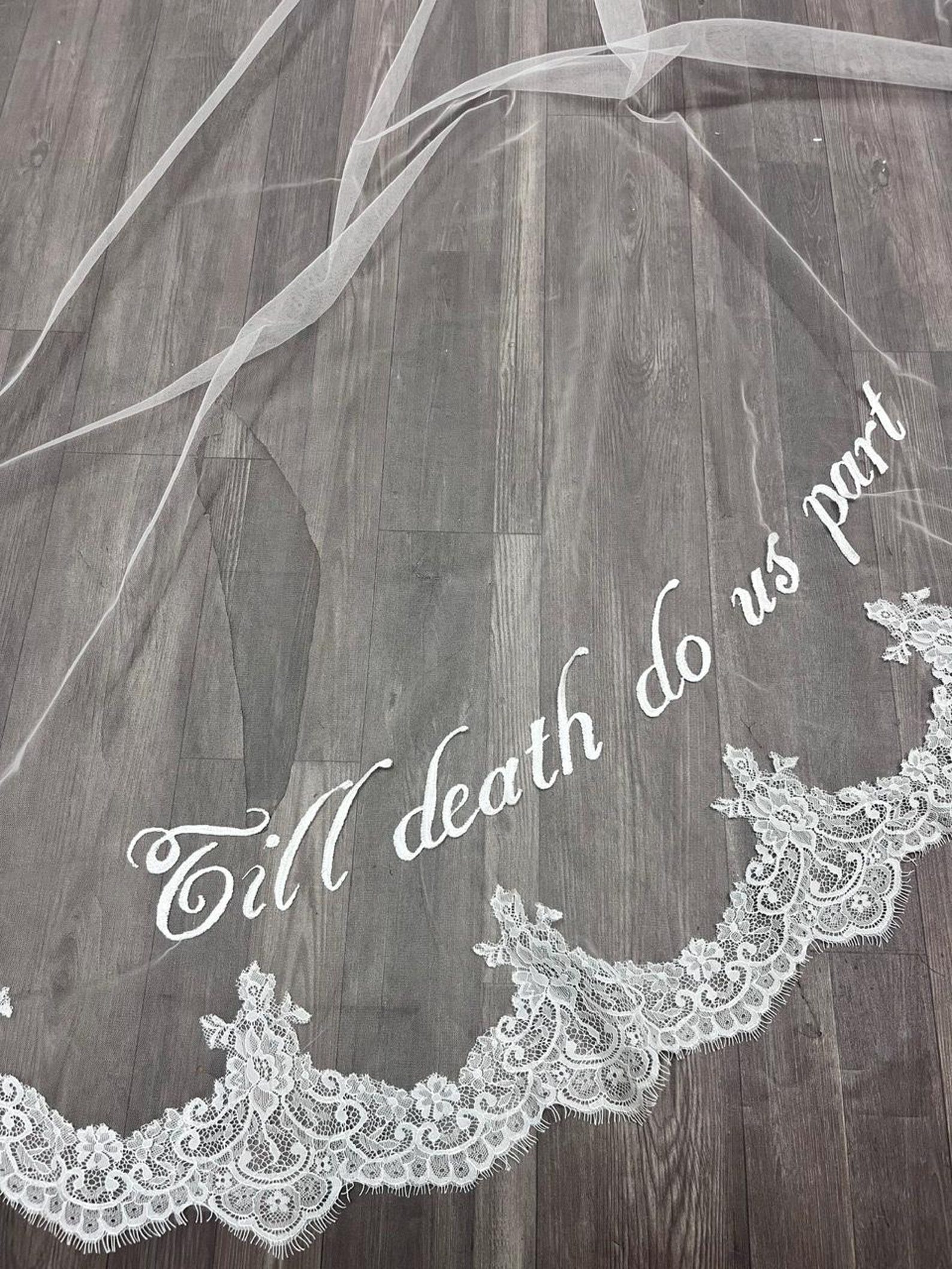 Embroidery Service on Veil | Personalized Text, Names, Dates, Phrases ...