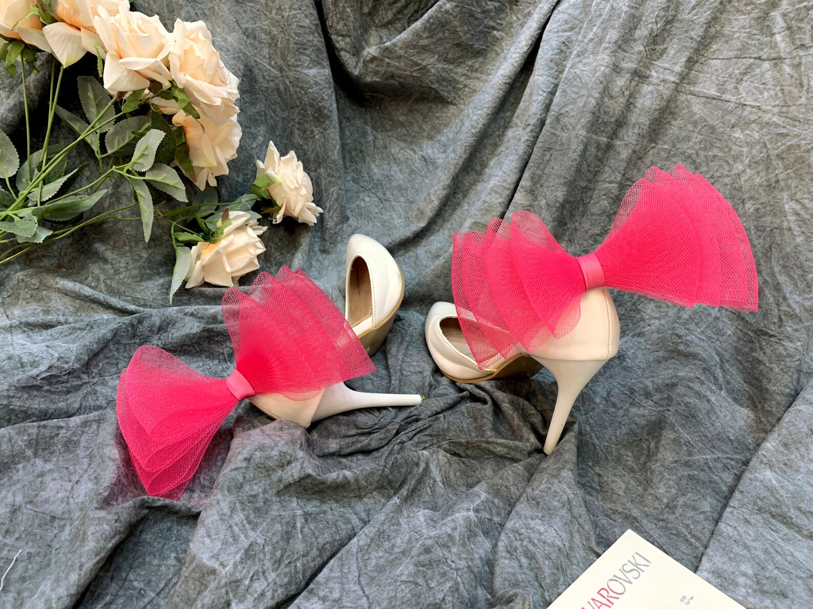 Fuchsia Bow Clips for Shoe, Bridal Bow Clips Shoe, Fuchsia Handmade ...