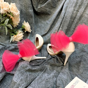 Fuchsia Bow Clips for Shoe, Bridal Bow Clips Shoe, Fuchsia Handmade ...