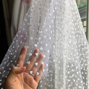 Wedding Veil With Hearts Dots, Bride Wedding Veil Fingertip Knee Length ...
