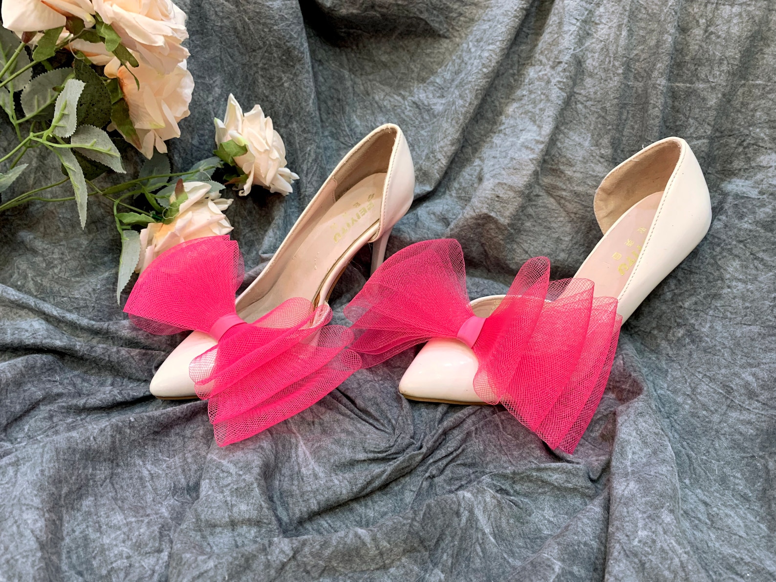 Fuchsia Bow Clips for Shoe, Bridal Bow Clips Shoe, Fuchsia Handmade ...