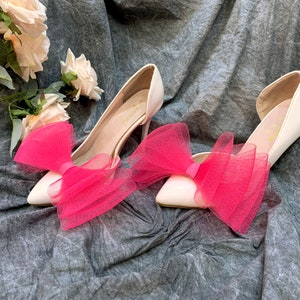 Fuchsia Bow Clips for Shoe, Bridal Bow Clips Shoe, Fuchsia Handmade ...