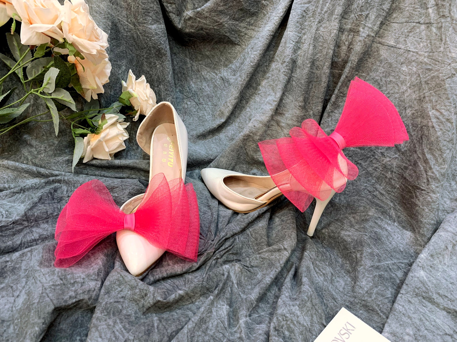 Fuchsia Bow Clips for Shoe, Bridal Bow Clips Shoe, Fuchsia Handmade ...