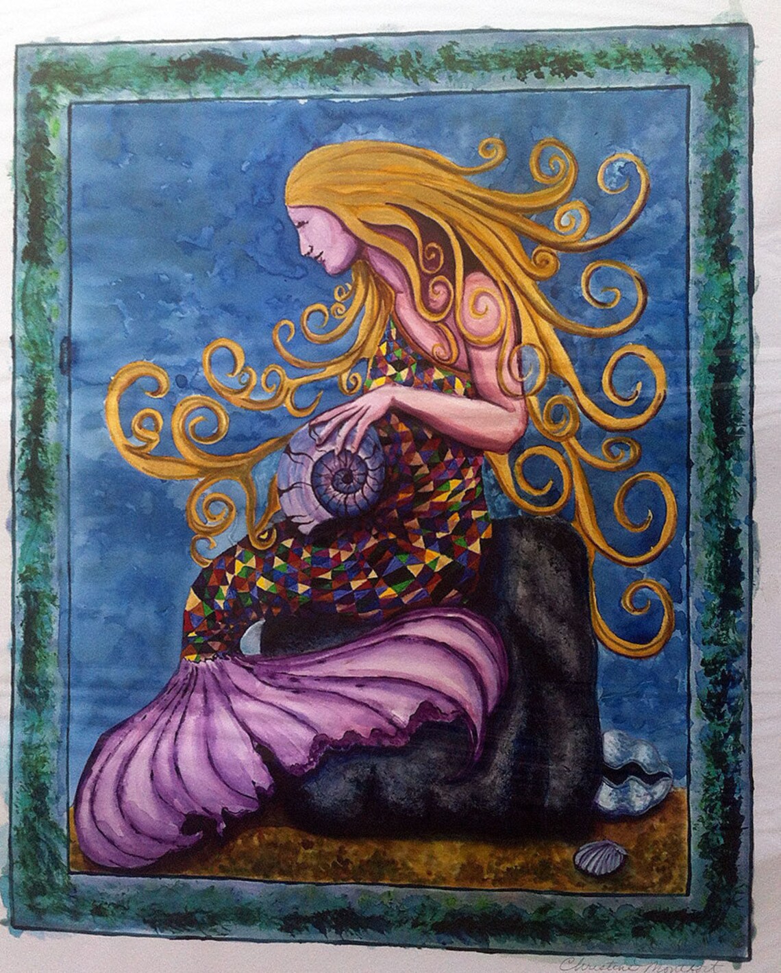Mermaid Painting Giclee Reproduction of Original Painting Using Metalic ...