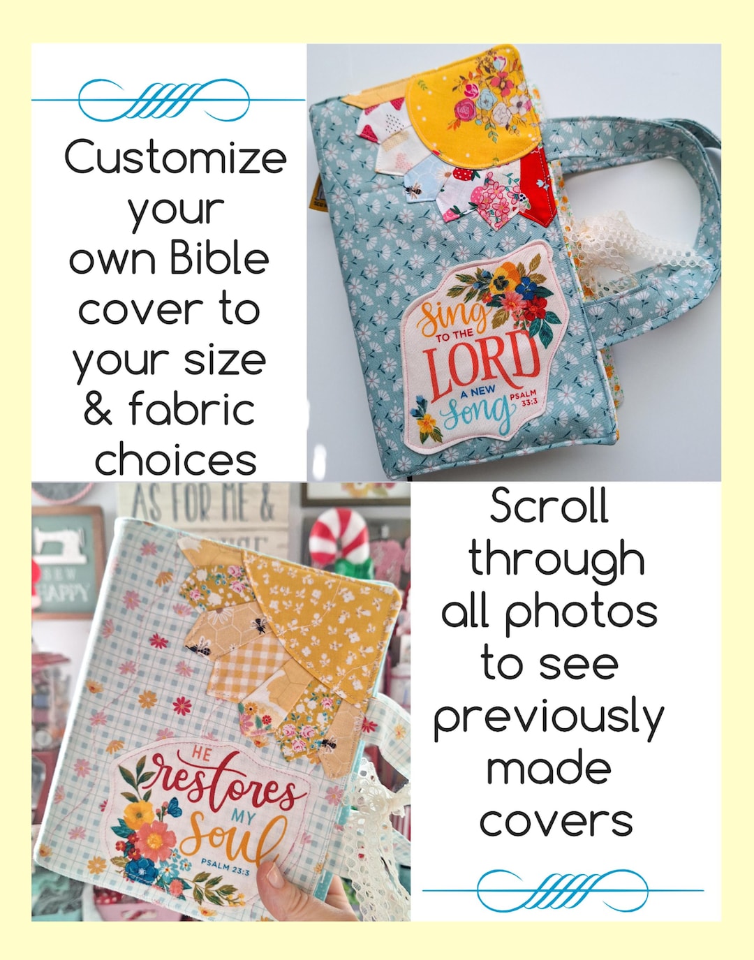 Custom Handmade Quilted Fabric Bible Cover, Personalized Gift - Etsy