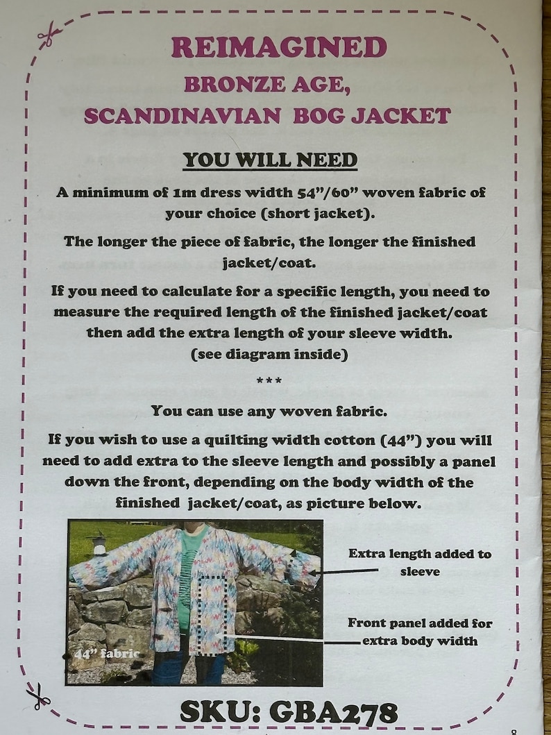 Reimagined Scandinavian, Bronze Age, BOG JACKET Sewing Instructions - Etsy