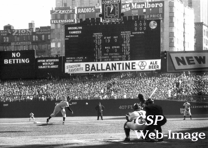 Don Larsen First Pitch World Series Perfect Game - October 8, 1956 at Yankee Stadium - Matted ...