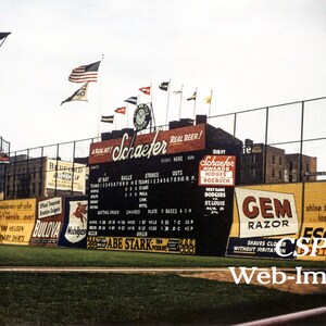 Ebbets Field Scoreboard - 1950's Color Photograph - Matted and Framed ...