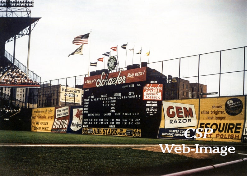 Ebbets Field Scoreboard 1950's Color Photograph Matted and Framed ...