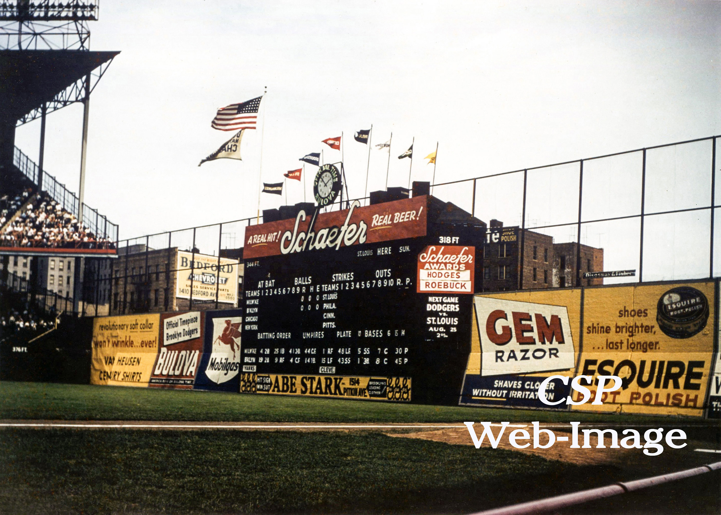 Ebbets Field Scoreboard 1950's Color Photograph Matted and Framed Vintage Sports Wall Hanging - Etsy
