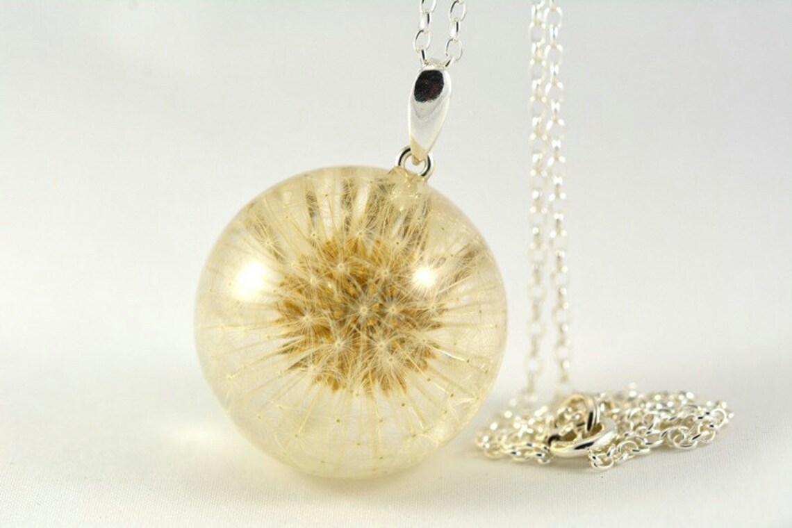 Dandelion Pendant, Clear Dandelion Jewelry, Pendant With Common ...