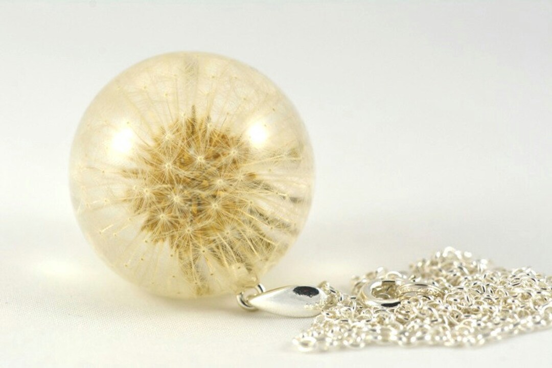 Dandelion Pendant, Clear Dandelion Jewelry, Pendant With Common ...