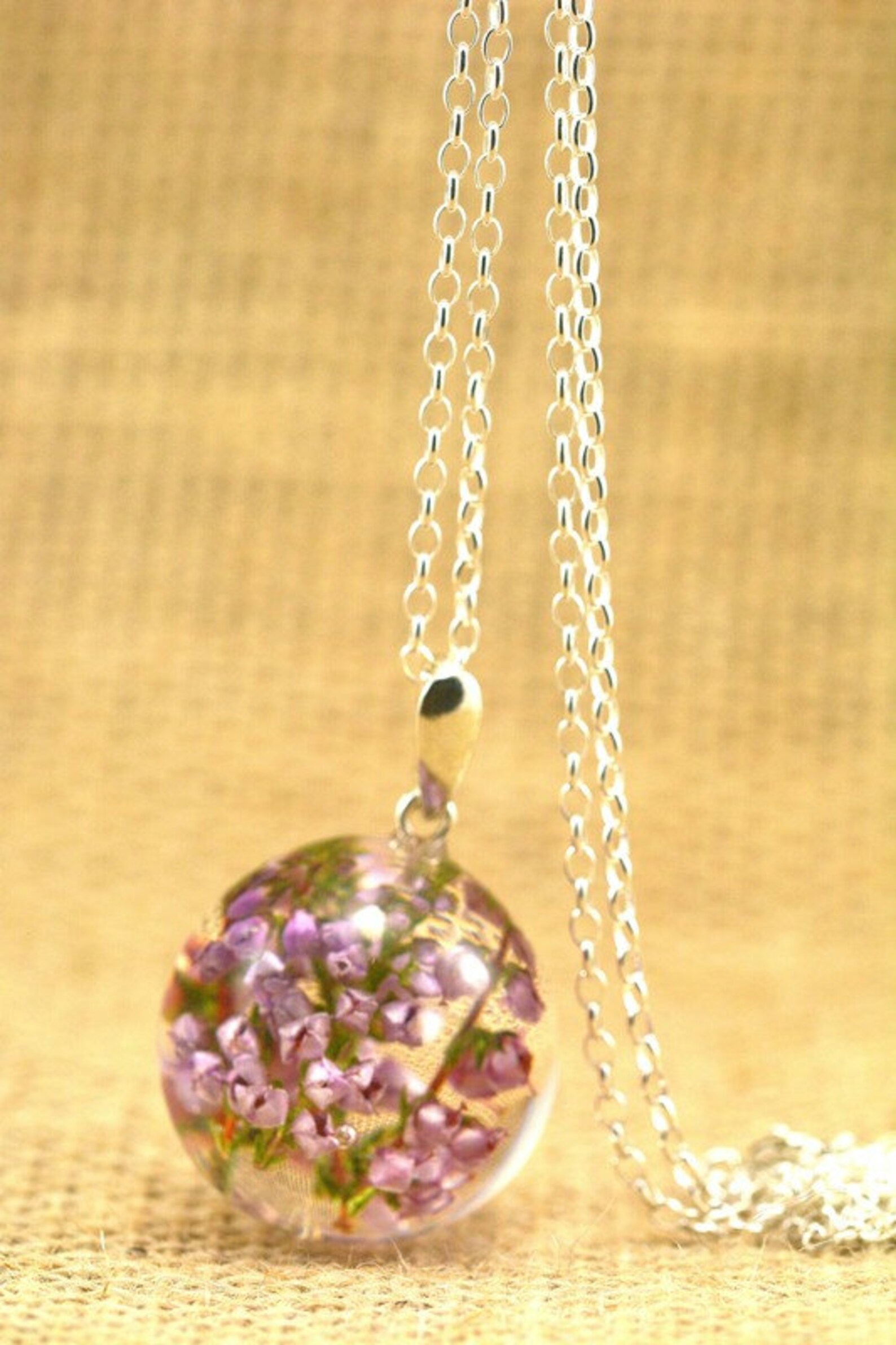 Real Heather Pendant Natural Heather Necklace Heather - Etsy