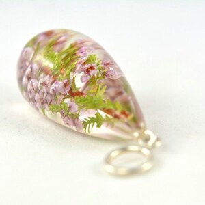 Real Heather Pendant, Natural Heather Necklace, Heather Jewelry, Resin ...