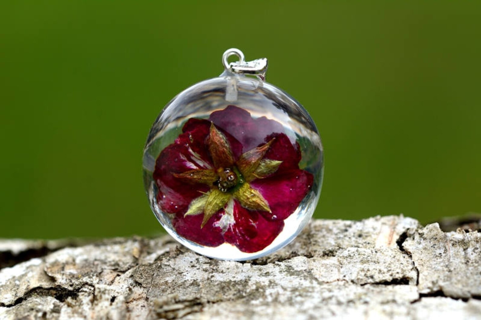 Red Rose Resin Necklace Real Rose Pendant Natural Rose - Etsy