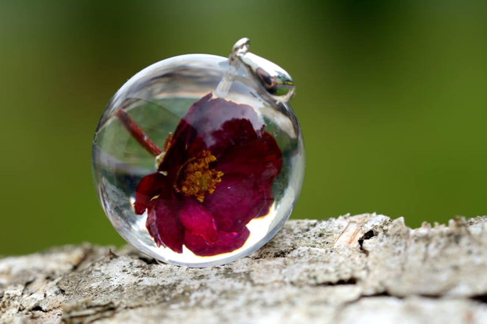 Red Rose Resin Necklace Real Rose Pendant Natural Rose - Etsy
