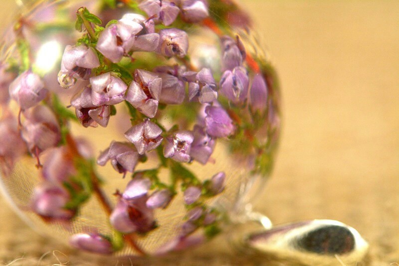 Real Heather Pendant, Natural Heather Necklace, Heather Jewelry, Resin ...