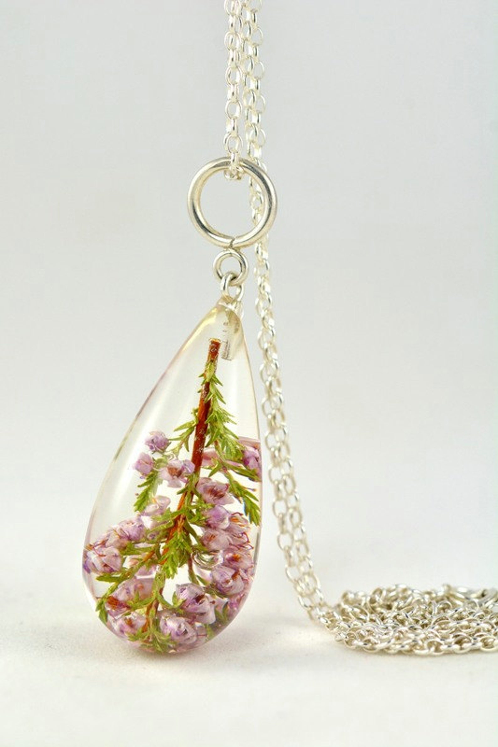 Real Heather Pendant Natural Heather Necklace Heather - Etsy