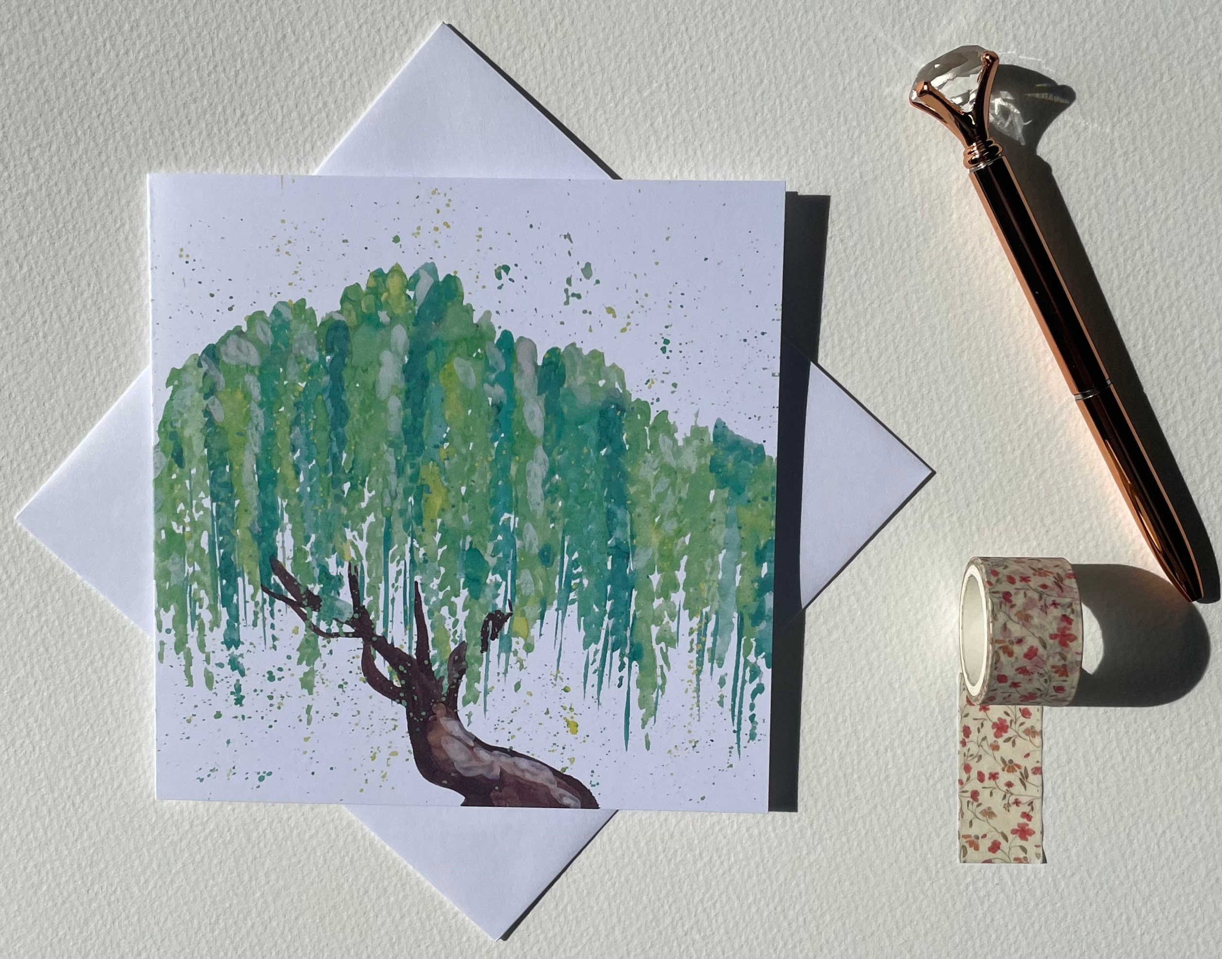 Willow Tree Greetings Card Watercolour Design Willow - Etsy UK