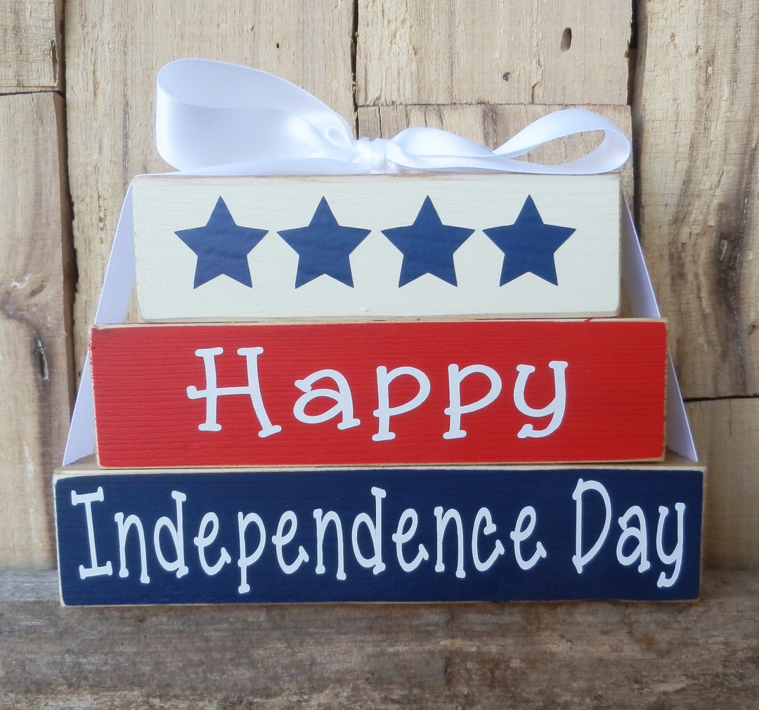 Happy Independence Day, Small Block Set, Blocks, Wood Block Set, Fourth ...