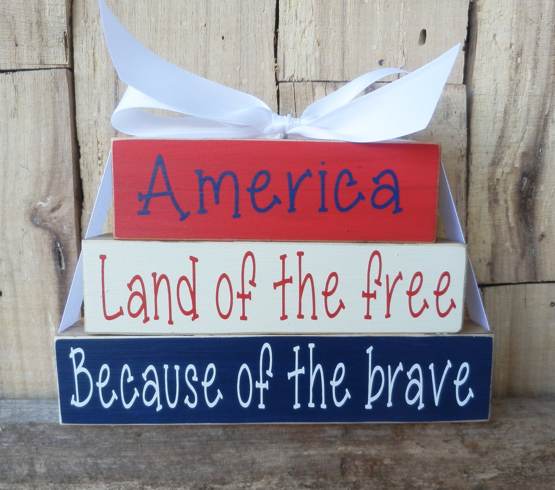 America Land of the Free Because of the Brave Block Set, Mini Blocks ...