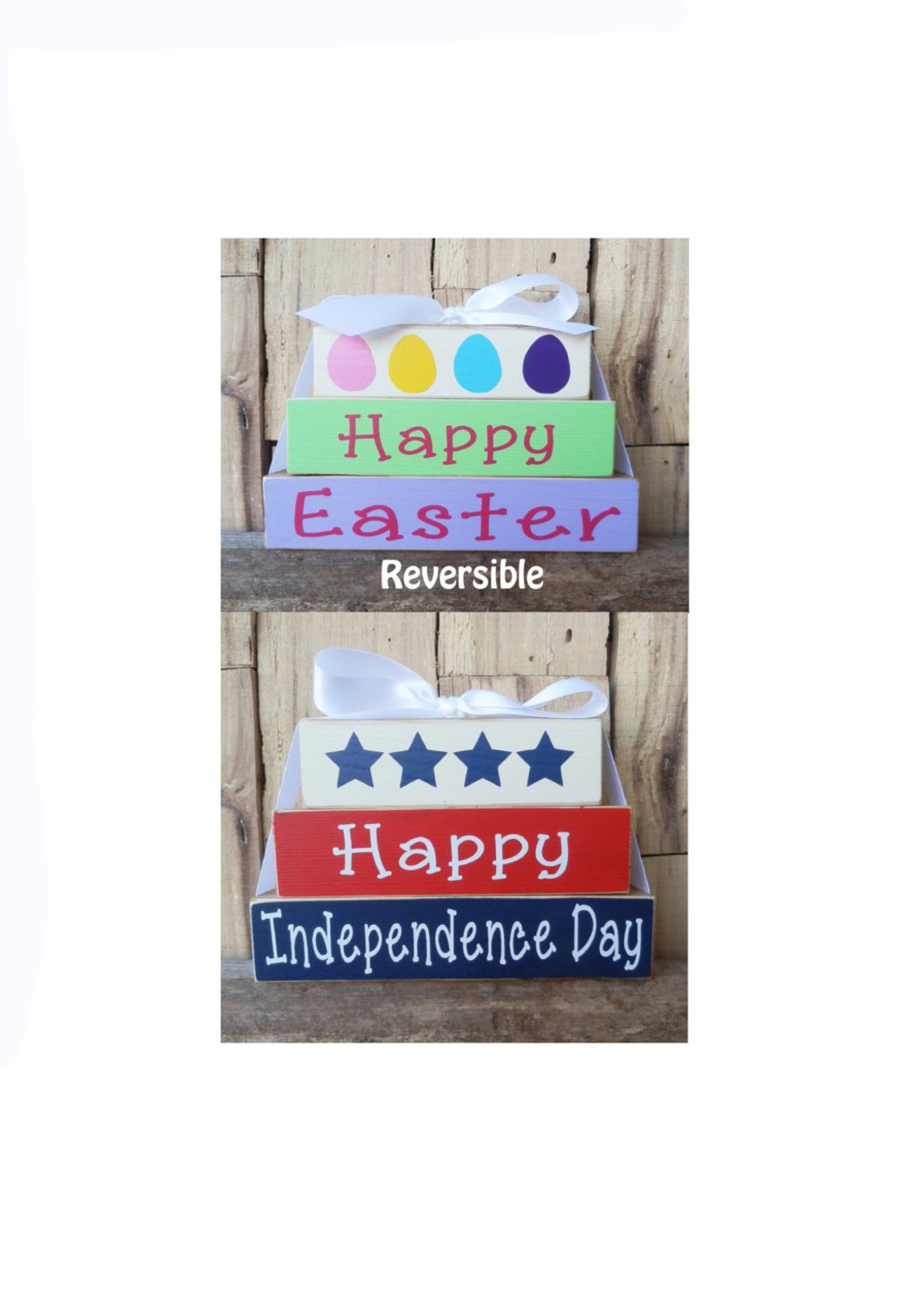 Happy Easter , Happy Independence Day, Small Block Set, Blocks, Wood ...