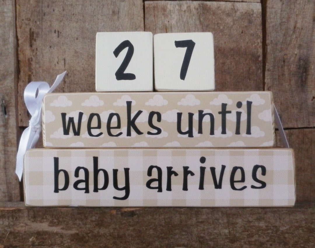 Pregnancy Announcement, Pregnancy Countdown, Due Date Blocks, Weeks ...