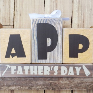 Happy Father's Day Block Set, Large Block Set, Wood Block Set, Papered ...