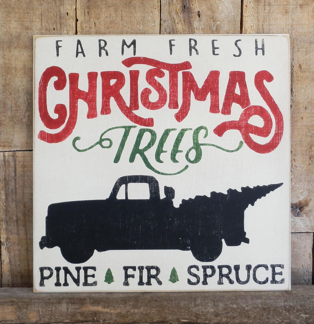 Farm Fresh Christmas Tree Sign 11 X 11 Sign Hand Painted - Etsy