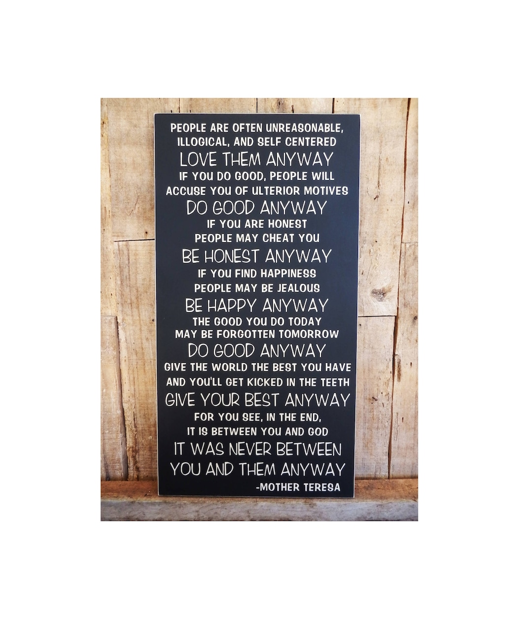 Anyway, Mother Teresa Poem, 9.5 X 18 Wood Sign, Inspirational Poem ...