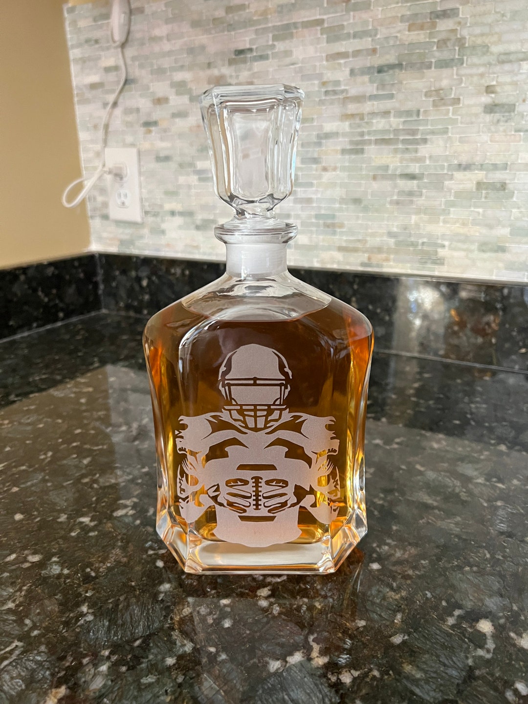 Football Decanter Player Silhouette / Whiskey/ Bourbon/ Decanter 23.75 ...