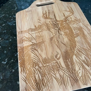 Deer by Fence and Scenery Custom Engraved Cutting Board/cheese Board ...
