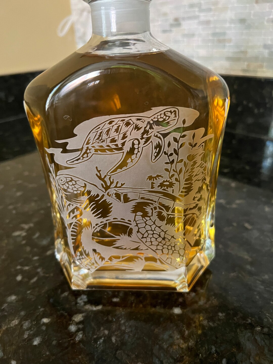 Sea Turtle Decanter Turtles Ocean Scene Decanter Whiskey/scotch/bourbon ...